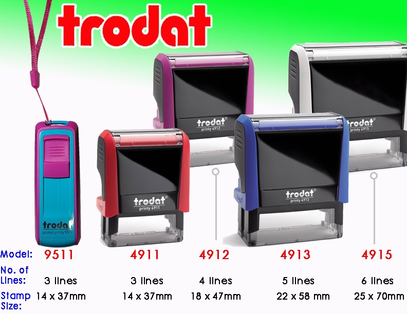 Trodat Printy 4911 / 4913 Self-inking Stamp with Personalized Rubber ...