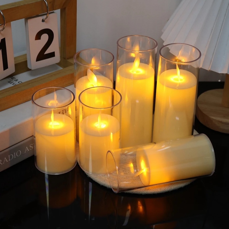 LED Candle in Glass Led Flameless Candle With Glass Cover for Wedding ...