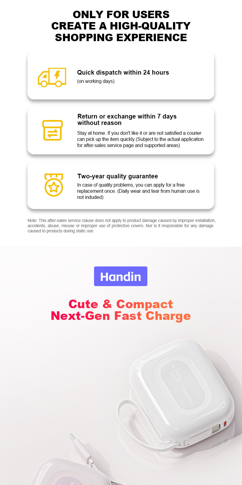 Handin Mini 20000mAh Powerbank CCC Built In Cable Type C Fast Charge ...