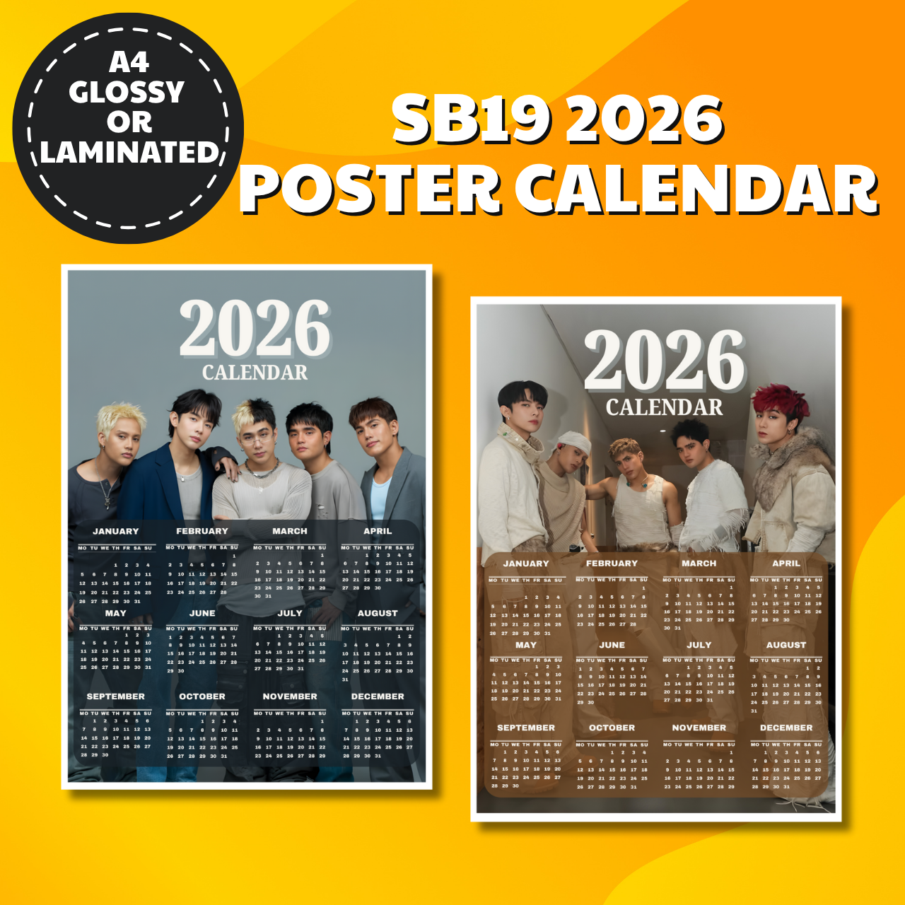 SB19 2026 Poster Calendar GLOSSY / LAMINATED A4 Size Wall Calendar for ...
