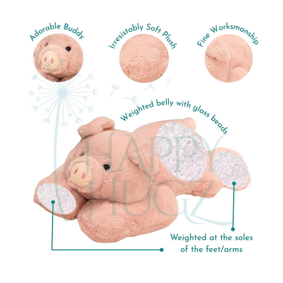 Happy Hugz Large Weighted Plush Animal Toy | Calming Sensory Comfort ...