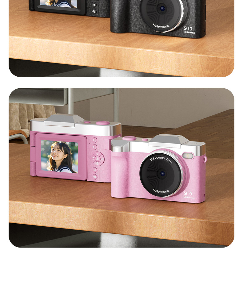 Digital Camera 5K HD 180° Side Flip Screen Selfie Built-in Flash 30X ...