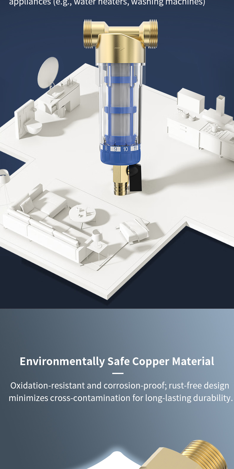 1/2" 3/4" 1" Brass 40 Micron Filtration Spin-down Pre-Sediment Water ...