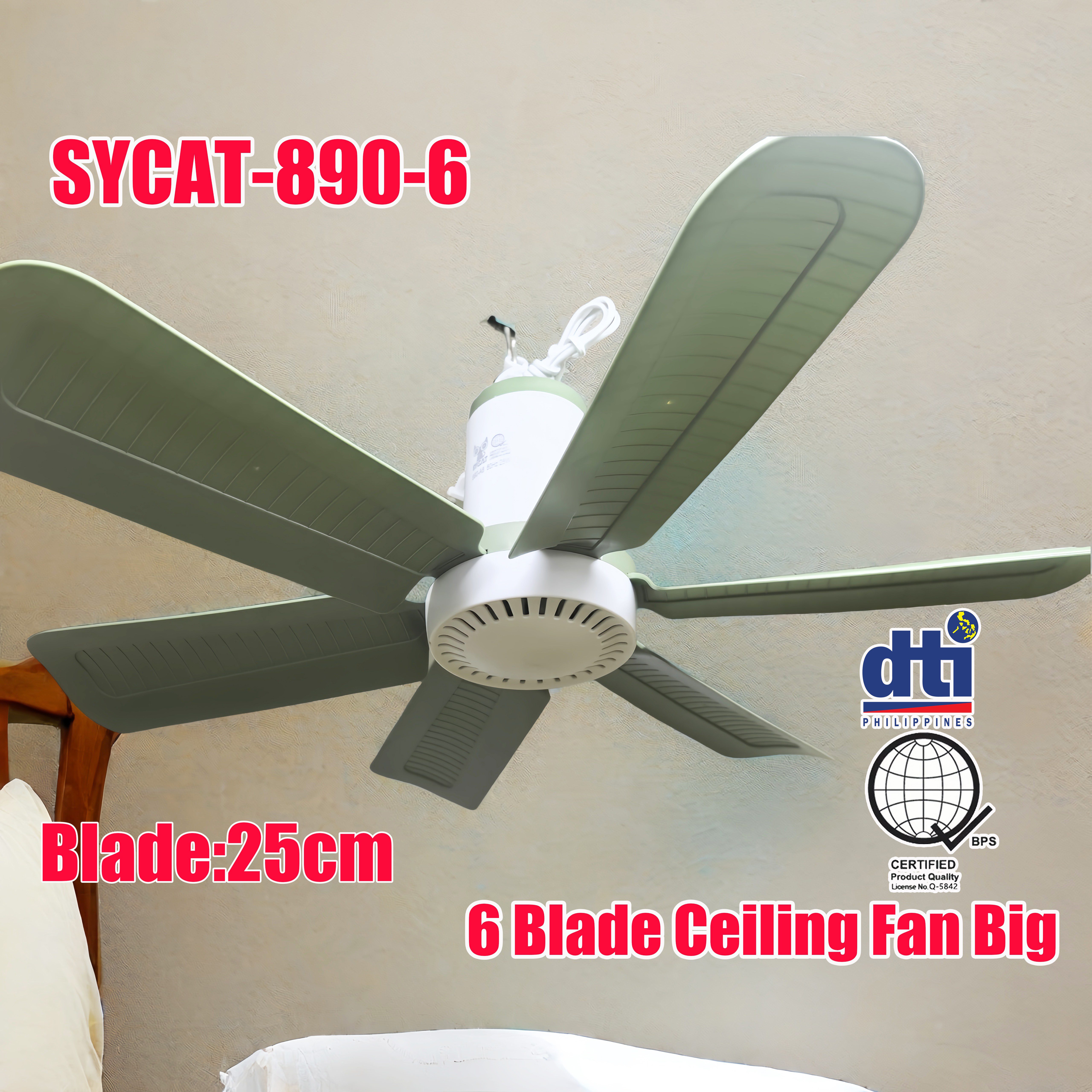SYCAT-890-6 Blade Ceiling Fan Large | Electric Fan Wall fan Celling fan ...