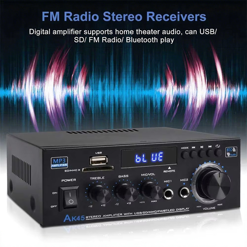 AK45 HIFI Audio Player Stereo Power Amplifier 12v 220V Subwoofer Speaker Bluetooth 5.0 | Shopee ...