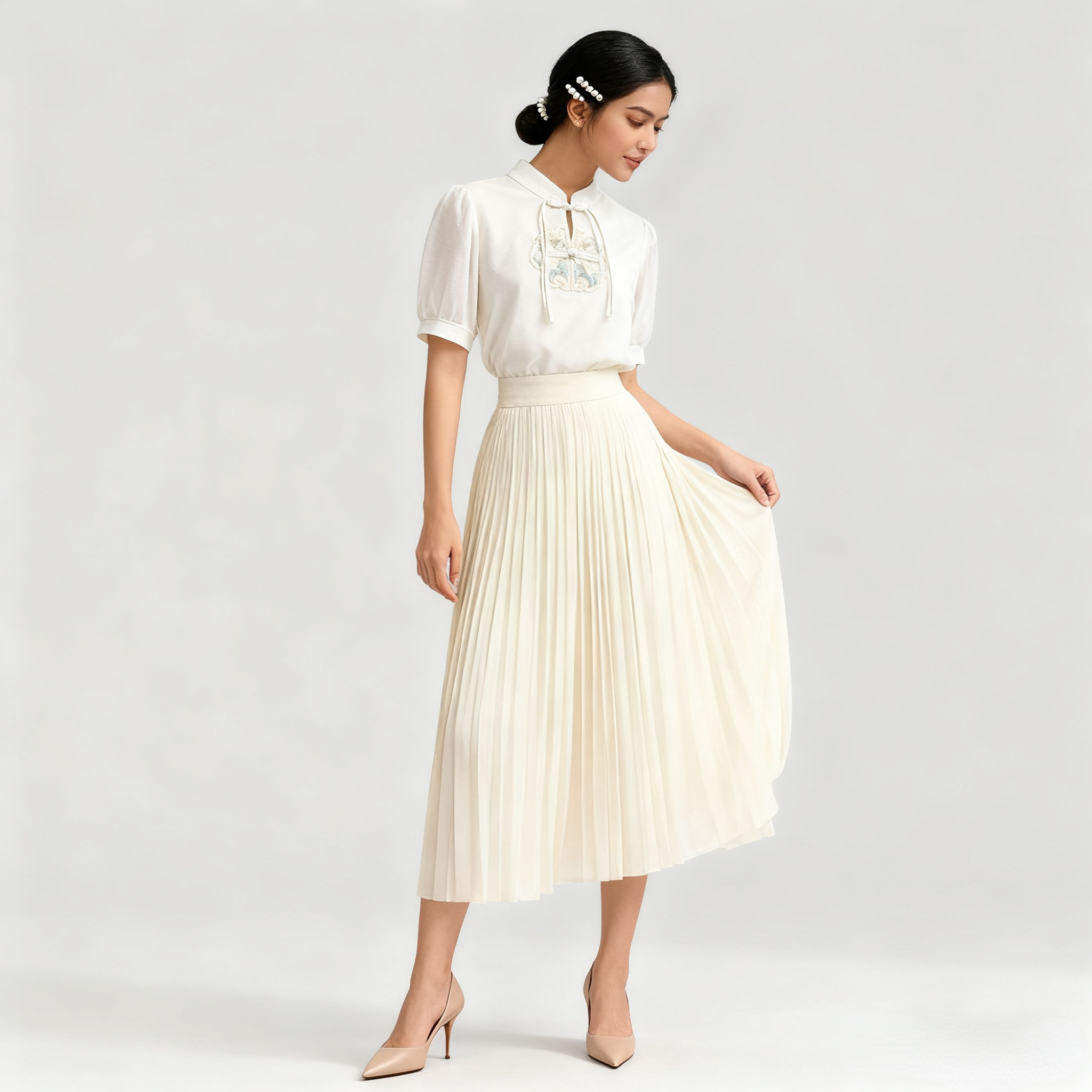 asian inspired attire for women blouse Modern Filipiniana Top Eyelet ...