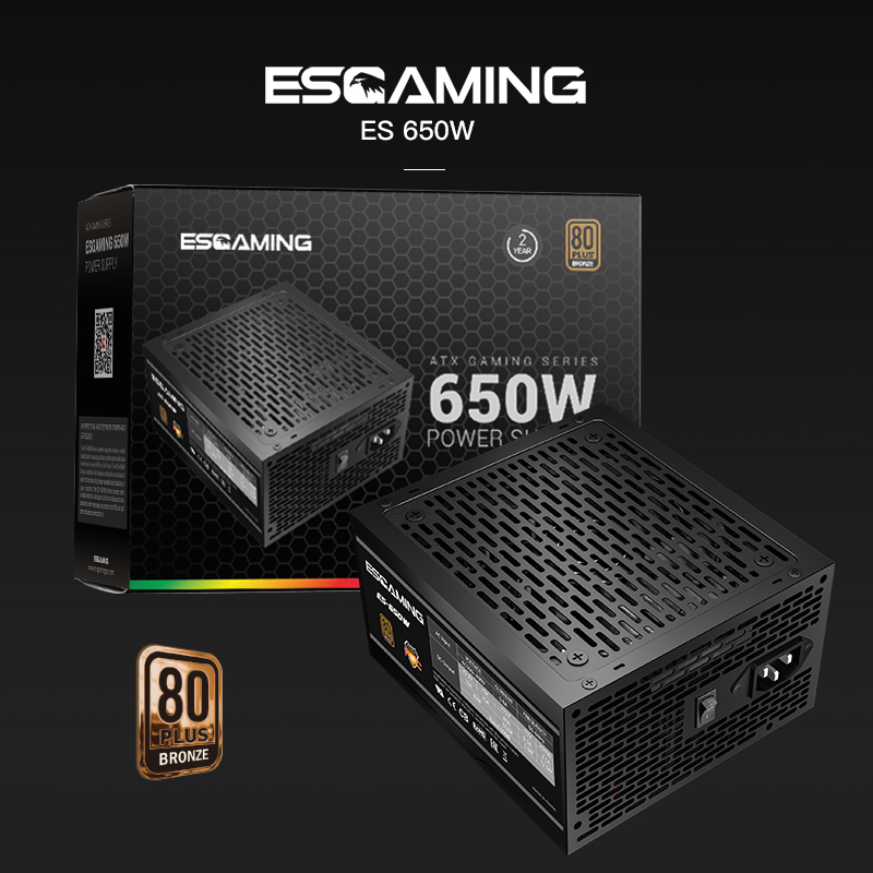 Esgaming Computer 650W ATX Power Supply PSU Full Modular 80 Plus Bronze ...