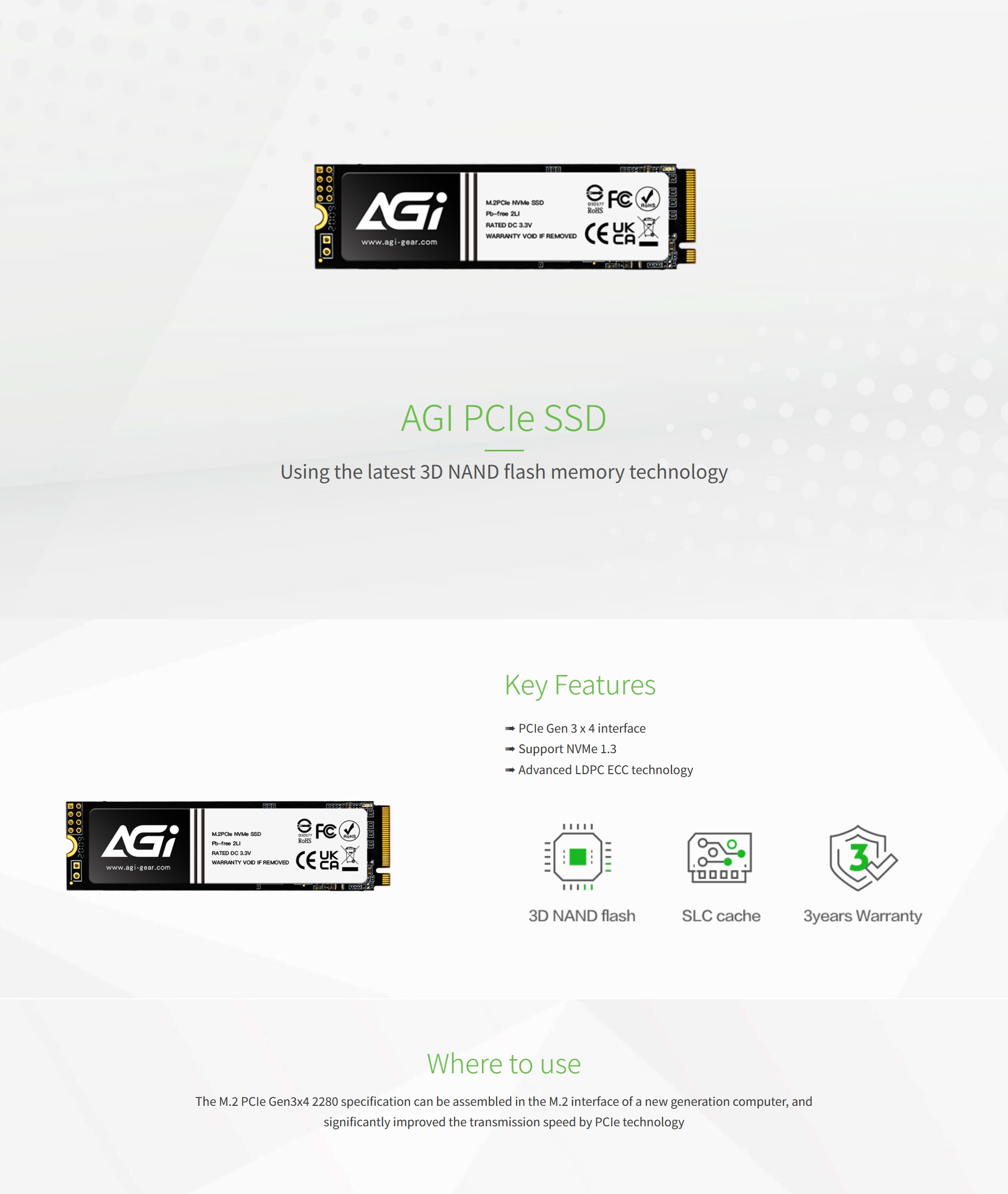 AGI AI298 1TB | 2TB M.2 PCIe NVMe Gen3 Internal Desktop SSD | Solid ...