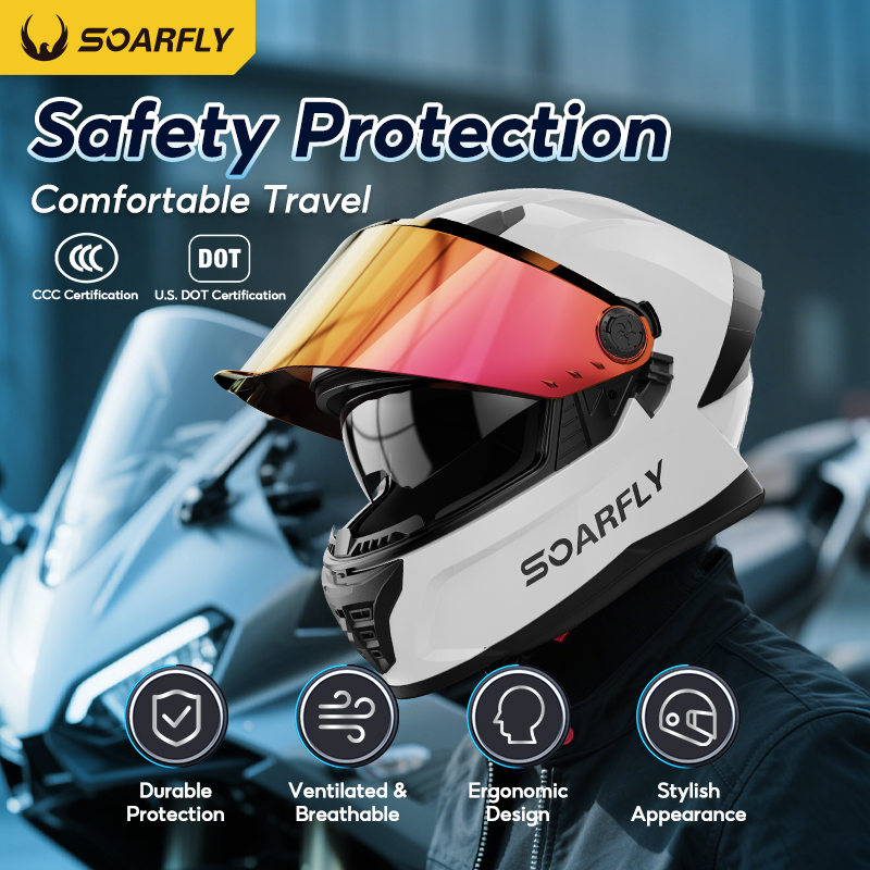 SOARFLY Motorcycle Modular Open face Helmet Full Face helmet Double ...