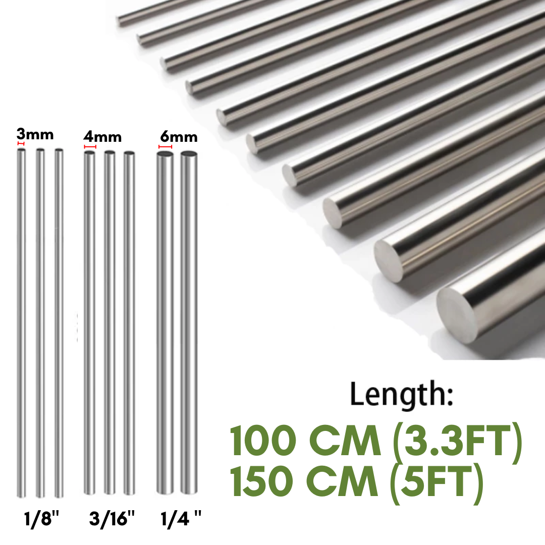 Stainless Steel 304 Shafting Solid Round Bar Tube 1/8", 3/16", 1/4 ...