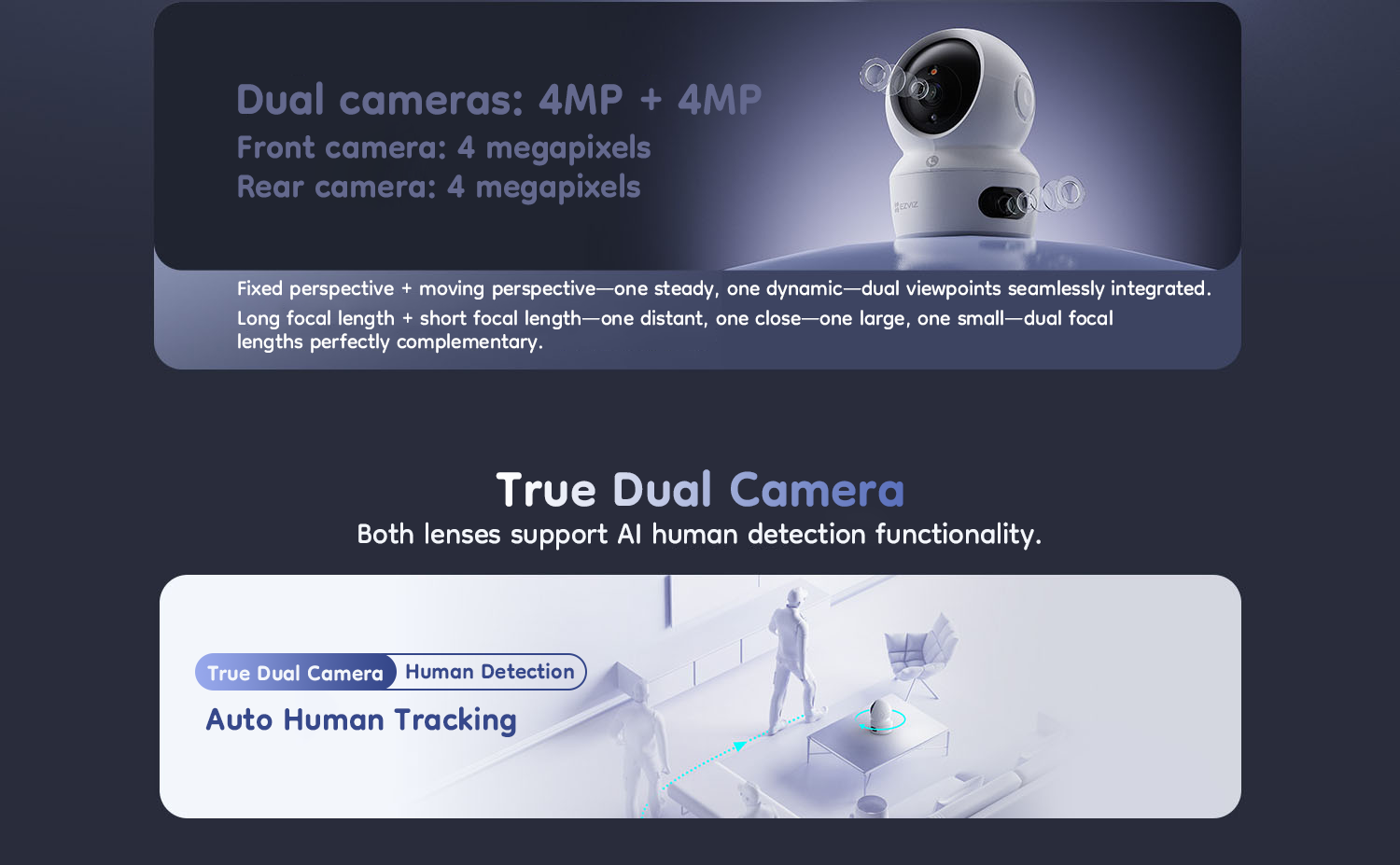 EZVIZ H7C Indoor Security CCTV Camera 5G WIFI Dual 2k+ 4MP Lens Smart ...