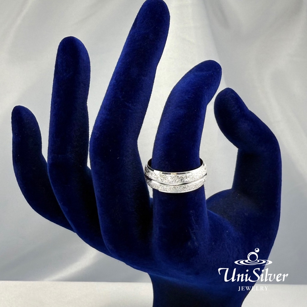 Unisilver 925 Sterling Silver Sandblast Finished Wedding Ring (WR134 ...