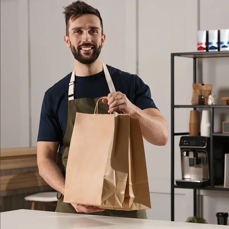 Twisted Handle Brown/White/Red/Black/Green Kraft Paper Bag with twist ...