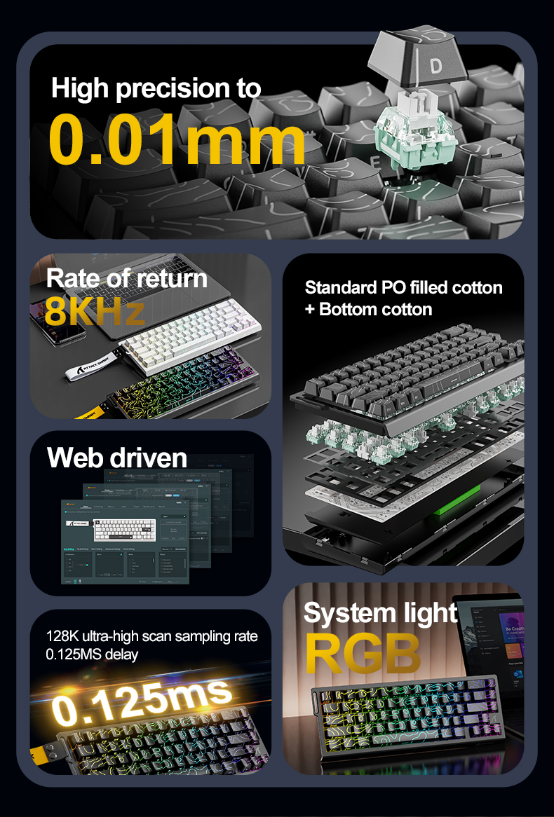 ATTACK SHARK X68HE E-sports magnetic axis keyboard with streamlined ...