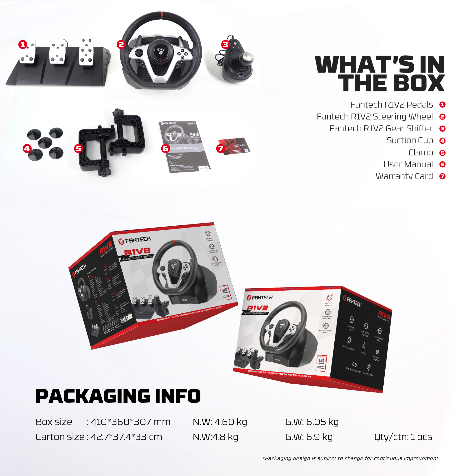 Fantech R1V2 Racing Steering Wheel Dual Motor Vibration PC Driving ...
