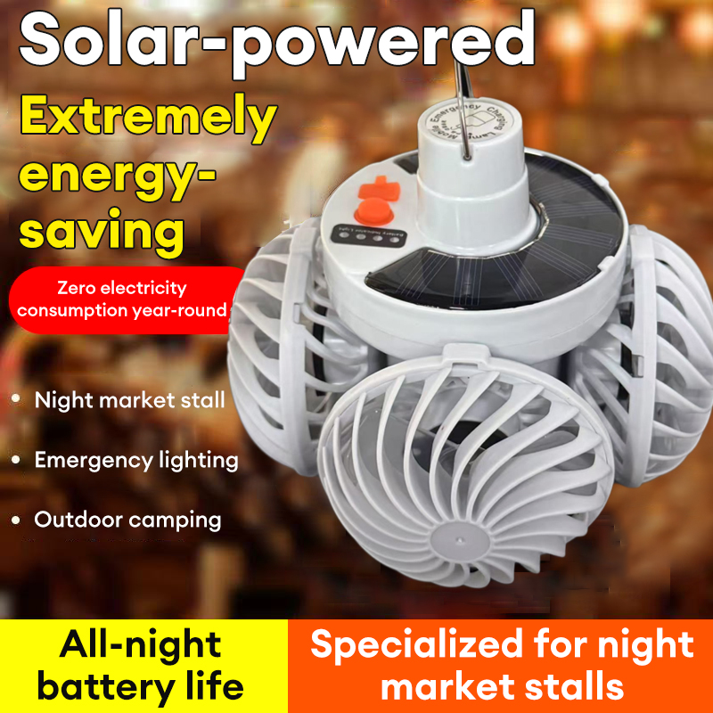 Solar Powered Ceiling Fan light Rechargeable Electric Fan Camping Fan ...