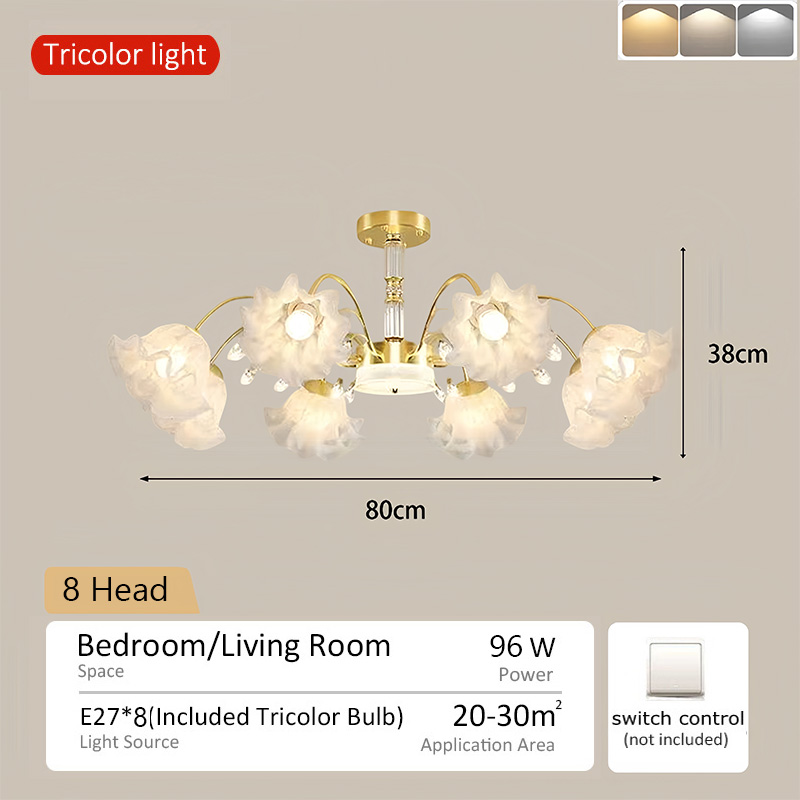 【Free Bulb】Chandelier Tricolor Ceiling Light for Living Room Hanging ...