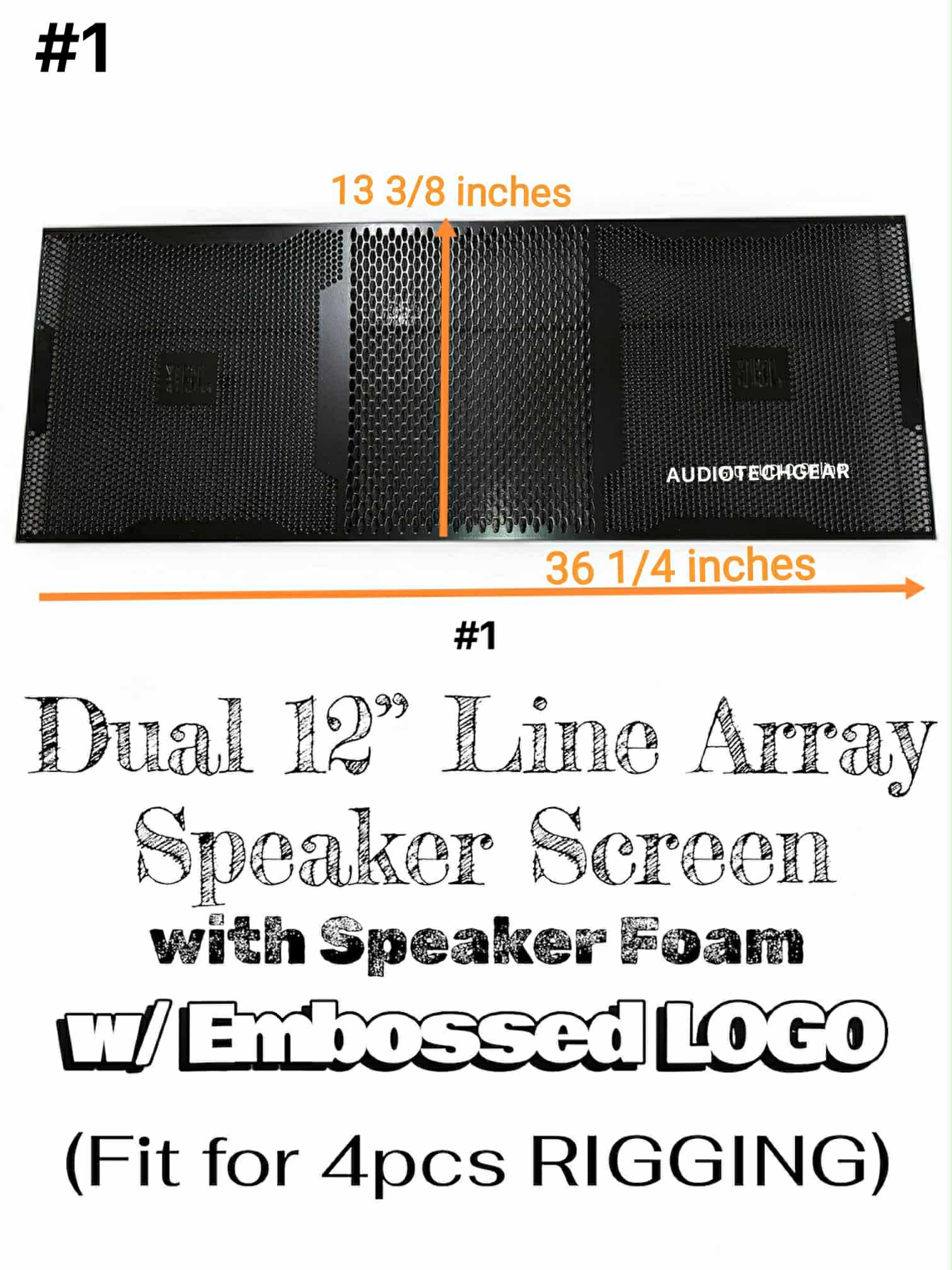 DUAL 12" Line Array Speaker Screen w/ Speaker FOAM & Embossed LOGO #1 ...