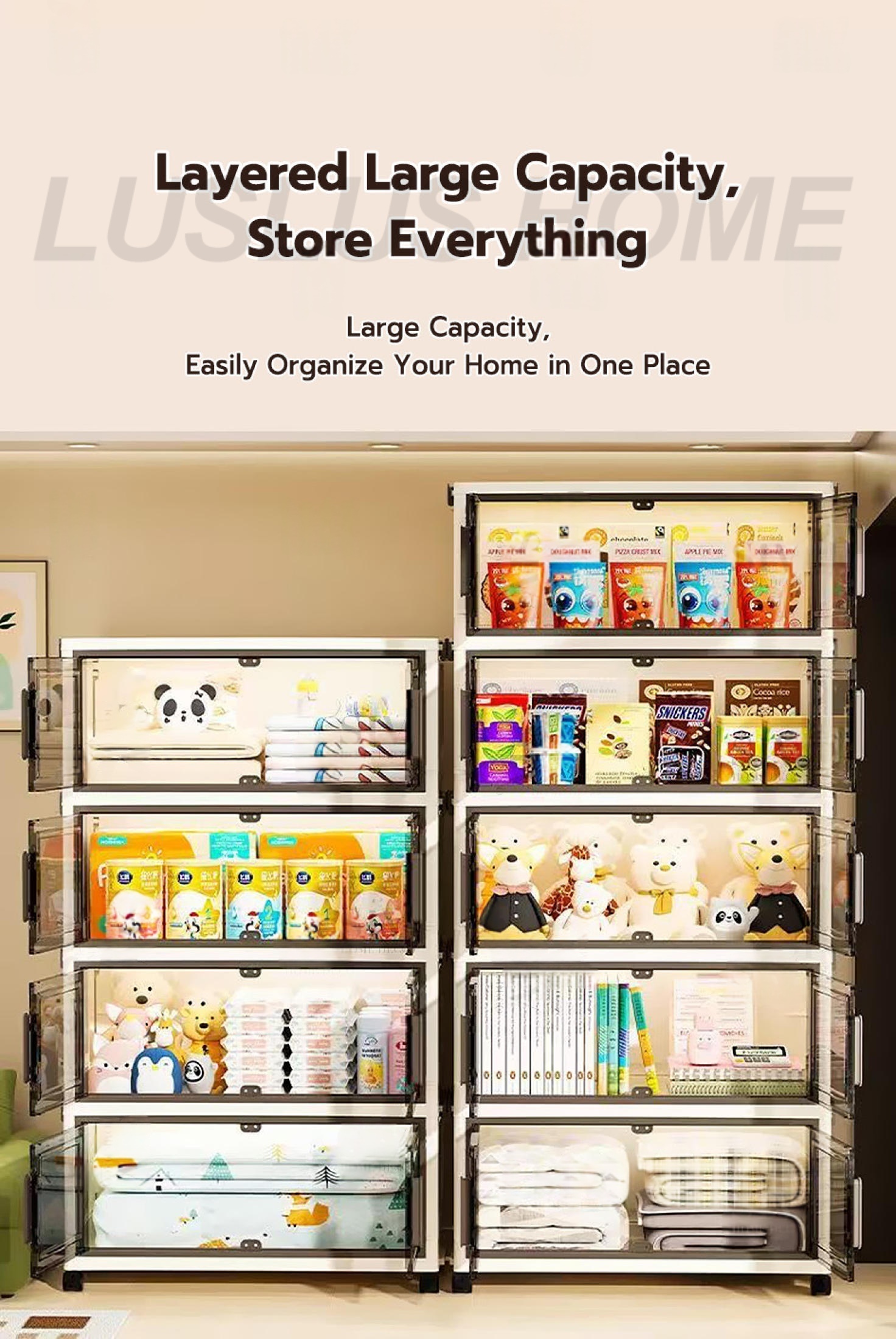 LUS Transparent Storage Cabinet Durable Home Organizer Drawer Cabinet ...