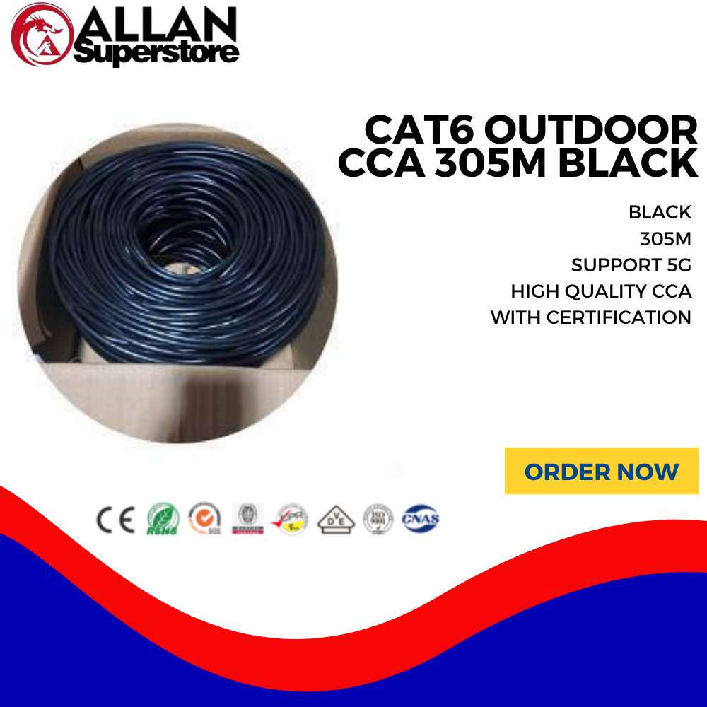 SYP 5G Indoor | Outdoor CAT6 UTP CCA Network Cable Black PVC 305M ...