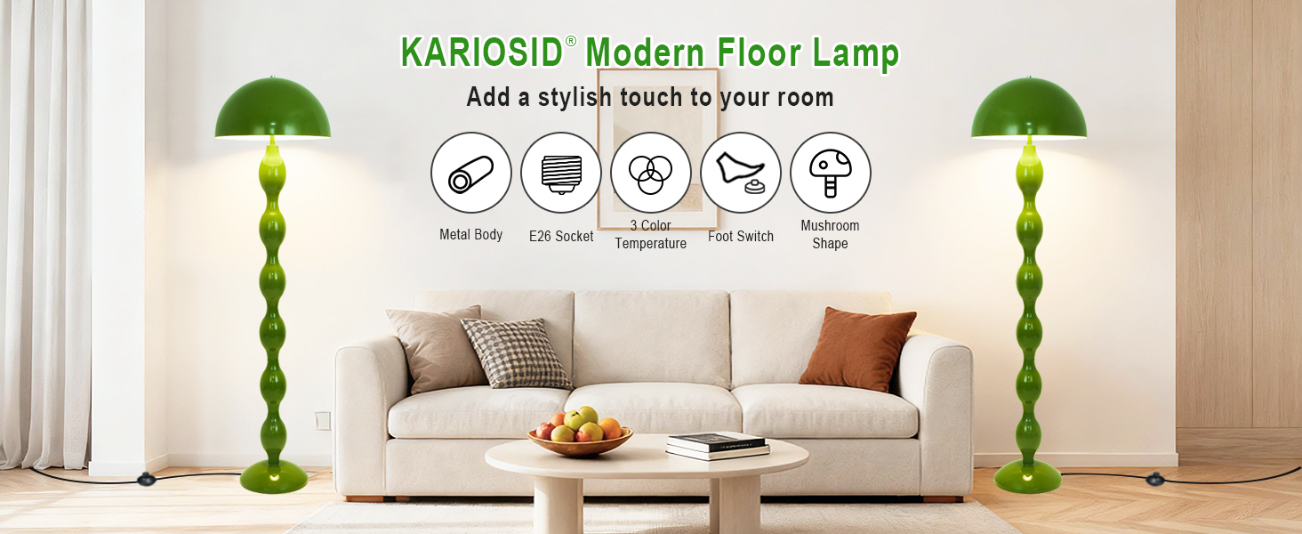 Floor Lamp Creative Green Mushroom Lamp Standing Lamp with Foot Switch ...