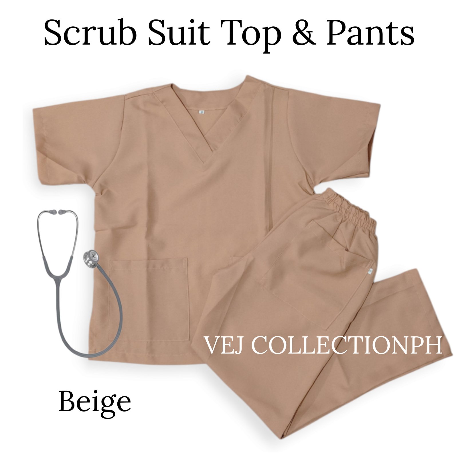 VEJCO1225 Scrub Suit Set Neutral Colors for Nurses Caregivers Med tech ...