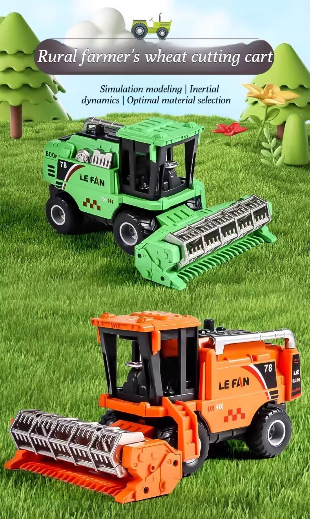 Push And Go Vehicles Children's Push Inertia Harvester Car Toys ...