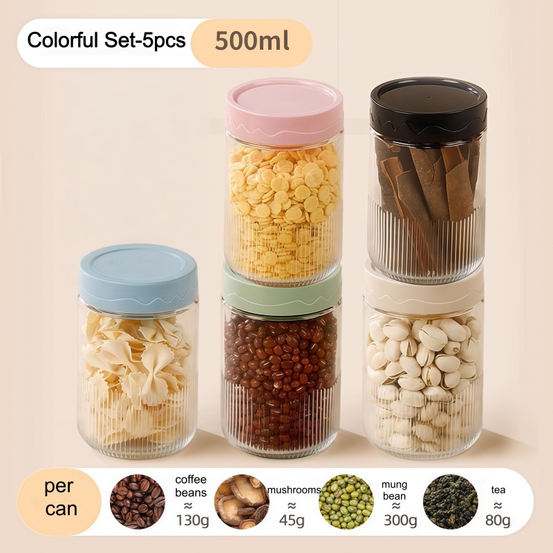 Stackable Leak Proof Moisture Proof Airtight Round Striped Snack Grain ...