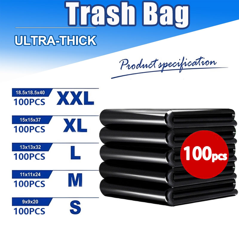 100/200PCS Trash Bag Garbage Bag Black Small/Medium/Large Bags ...