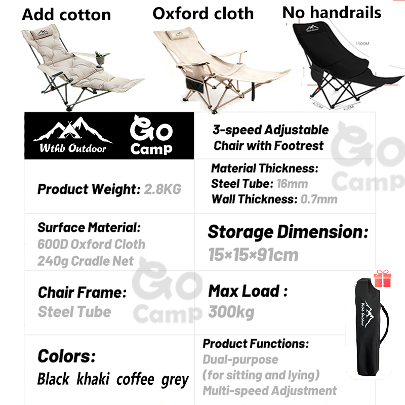 WTHB Outdoor Folding Chair Recliner Portable Ultra-light Adjustable ...