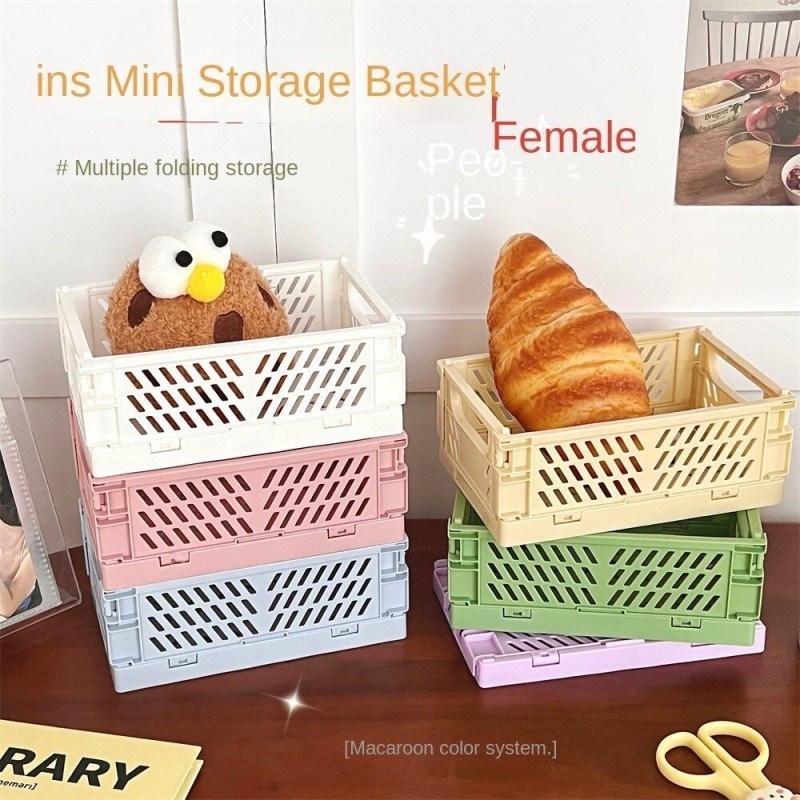 Korean mini folding plastic storage box, tidy handbook, adhesive tape ...