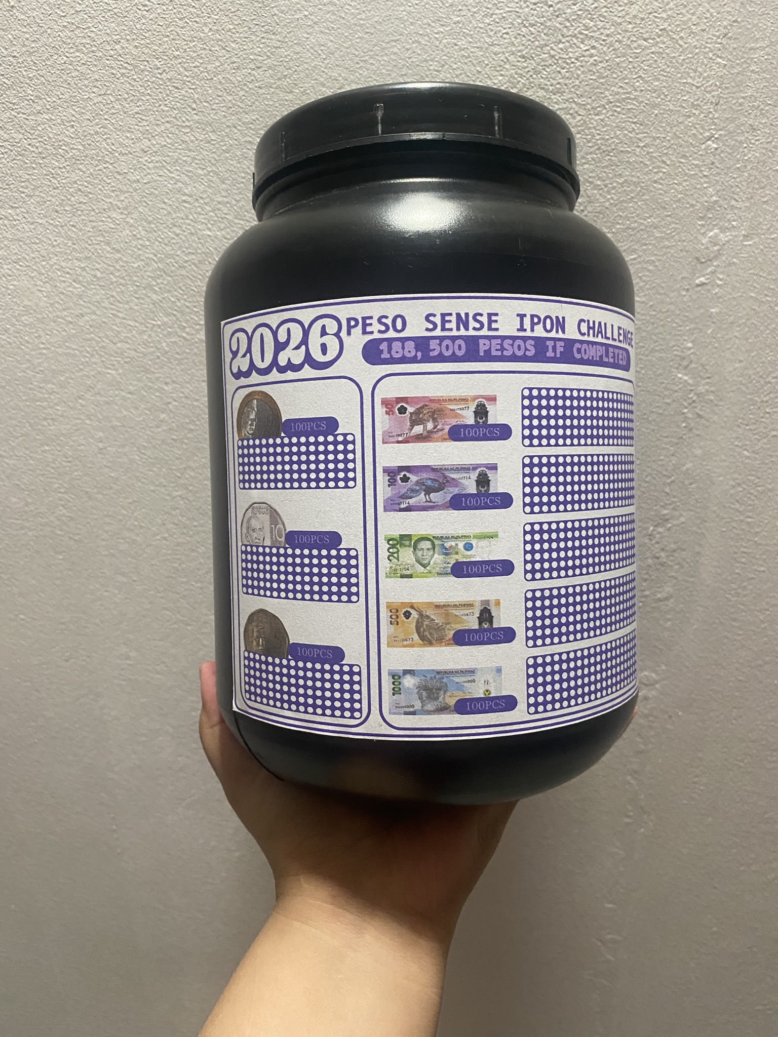 2026 Peso sense Alkansya Ipon Challenge Canister 4kg Black (188,000 ...