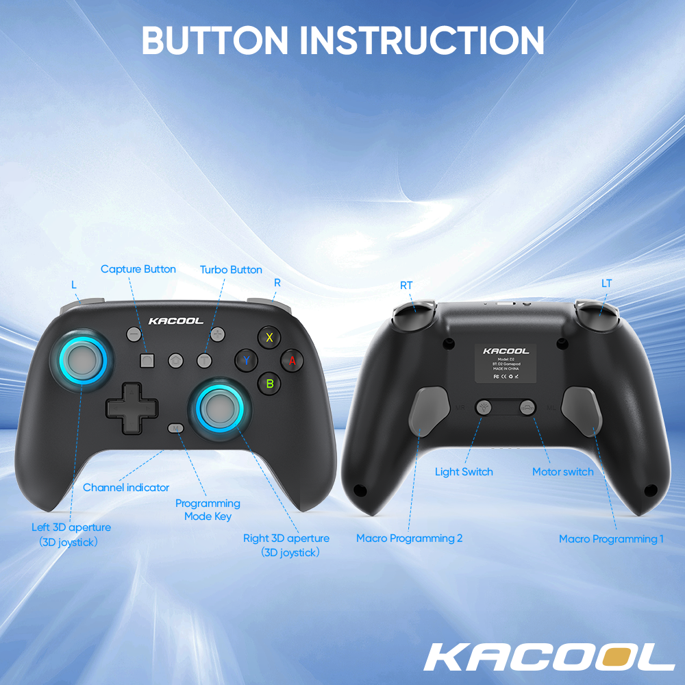 Kacool Wireless Game Controller Double Vibration Machine Six-Axis ...