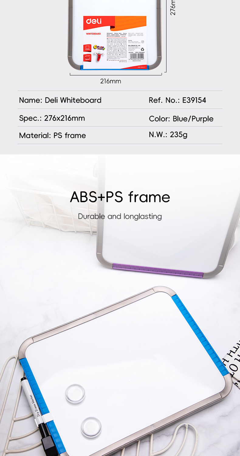 Deli White Board 279*216mm Injection Molding Frame With Magnet and ...