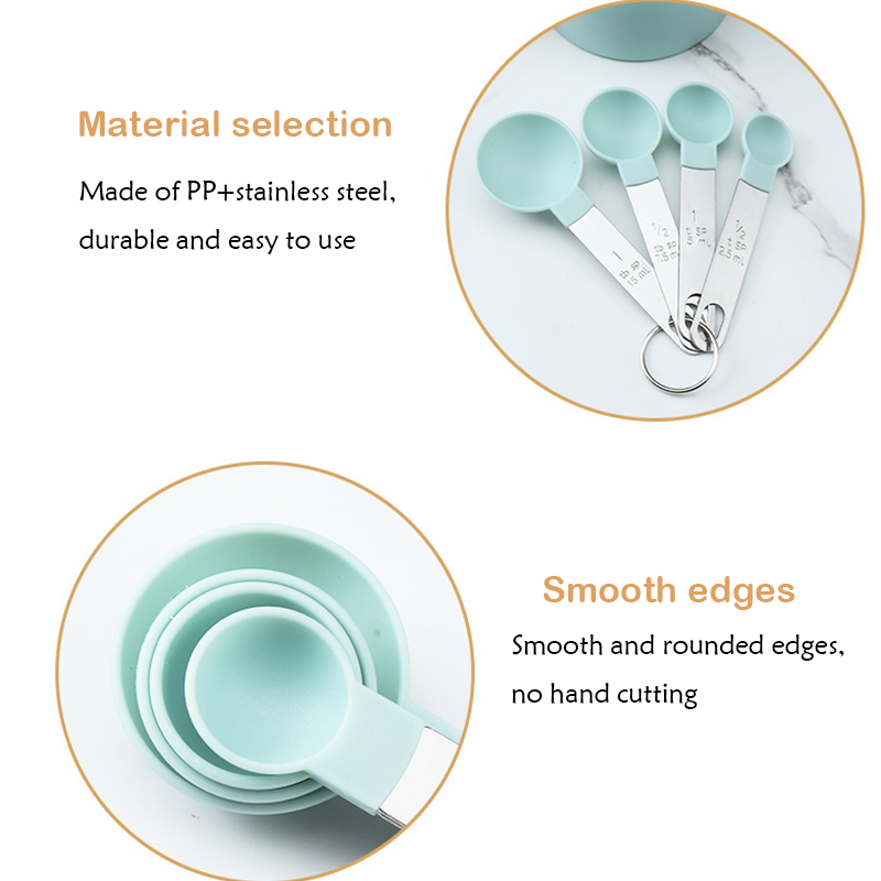 HOME 4Pcs Kitchen Measuring Cups Kit Stainless Steel Measuring Spoon ...