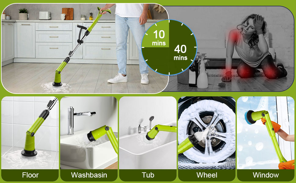 Qimedo 90min Electric Deep Bathroom Cleaning Brush, Cordless Spin ...