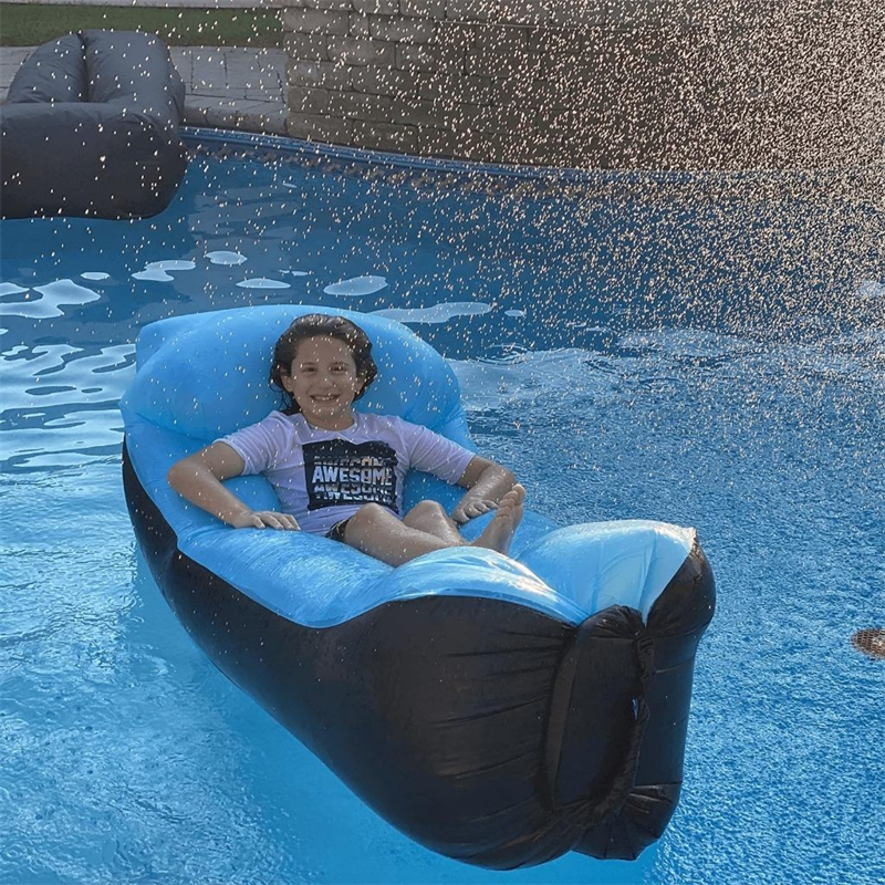 Inflatable Banana Bed With Pillow Folding Sofa Beach Air Bed Portable ...