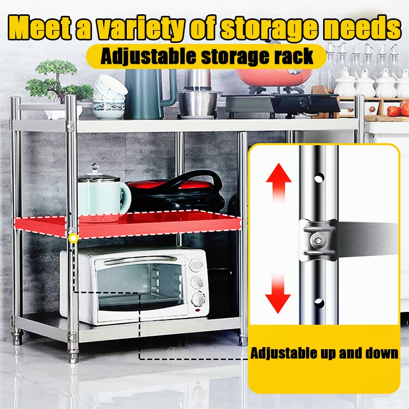 【Thicken 50mm】Kitchen 304 stainless steel shelf console floor-to ...