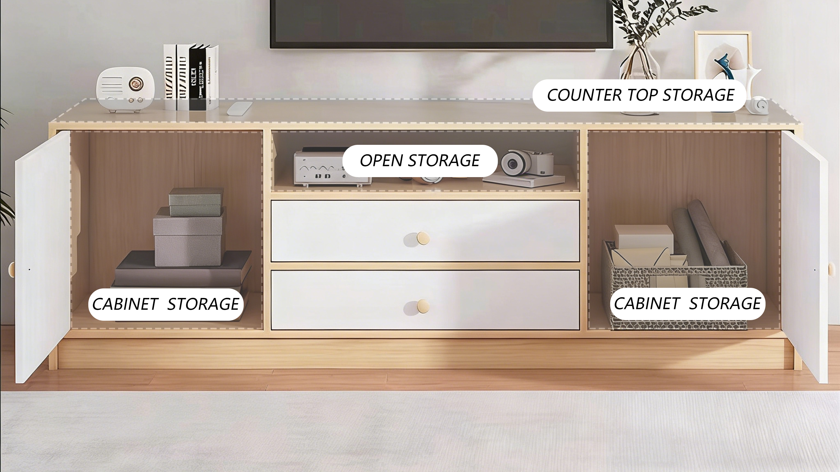 Wodden Modern TV Tall Cabinet Simple Household High Quality TV Storage ...