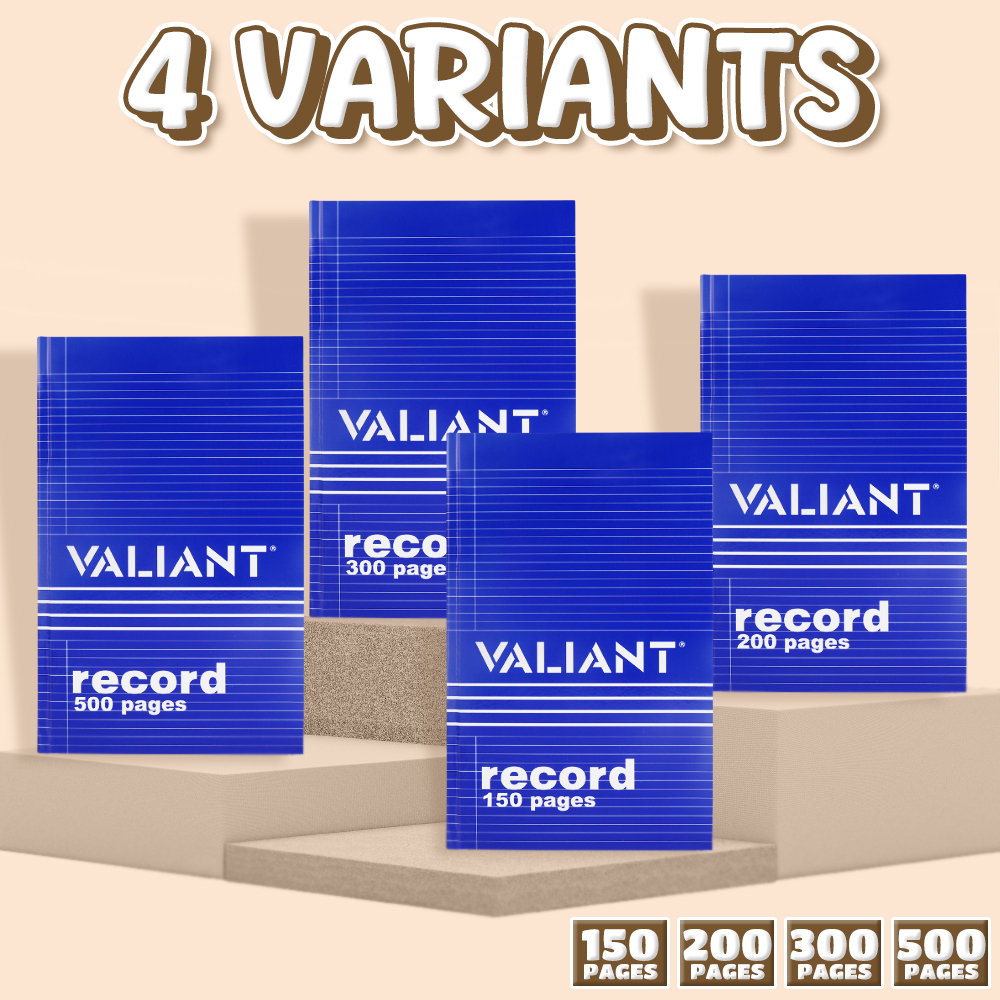 Valiant Record Book Red Lines 150 200 300 500 Pages Durable School ...