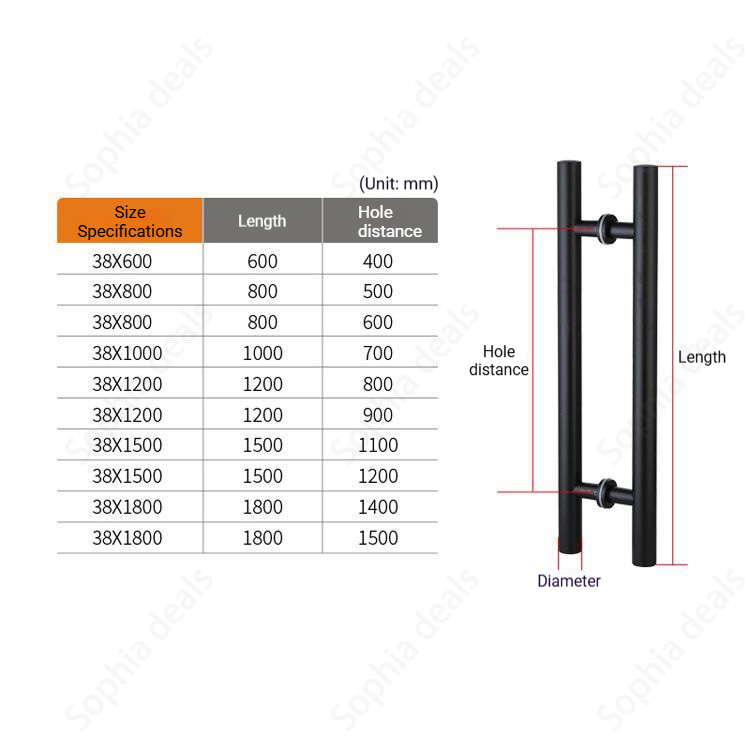 50/80/150cm round pipe door handle Suitable for wooden doors and glass ...