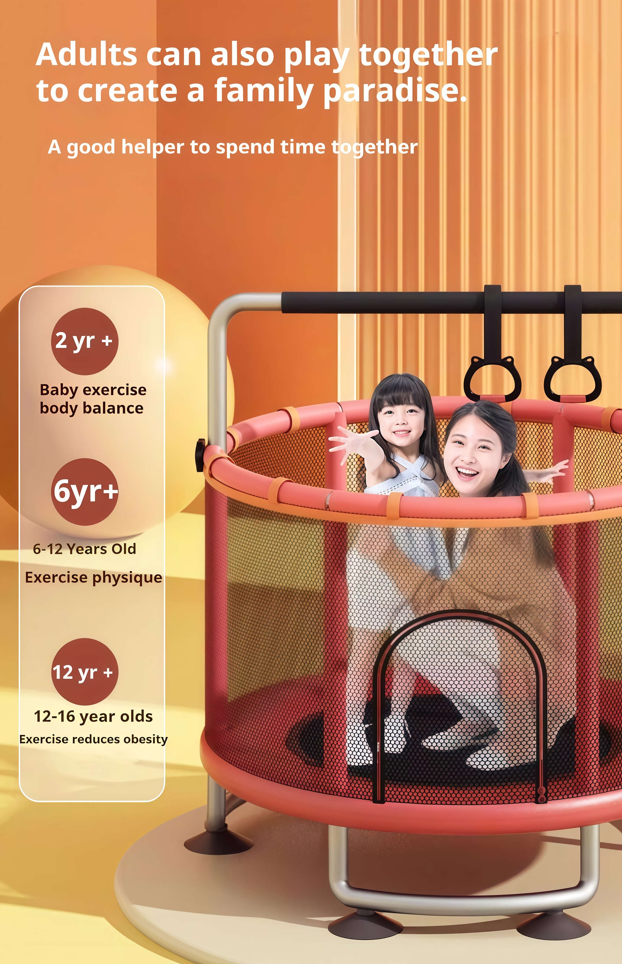 COD Trampoline For Kids Indoor&Outdoor For 1-4people Children's ...