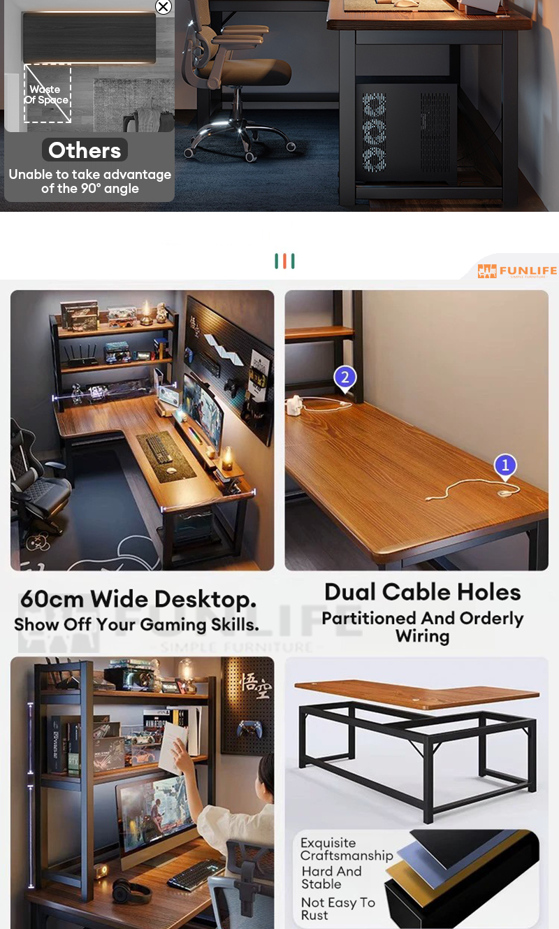 L Shape Table Study Computer Table Wooden Corner Desk Office Table ...