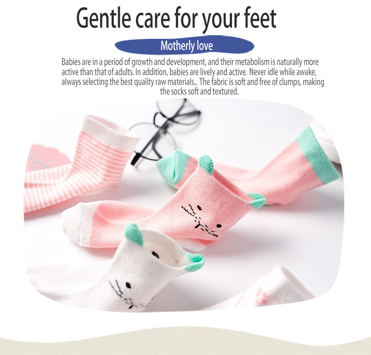 5 Pairs/Set Cute Soft Infant Kids Cotton Baby Socks Newborn 0-3 Years ...