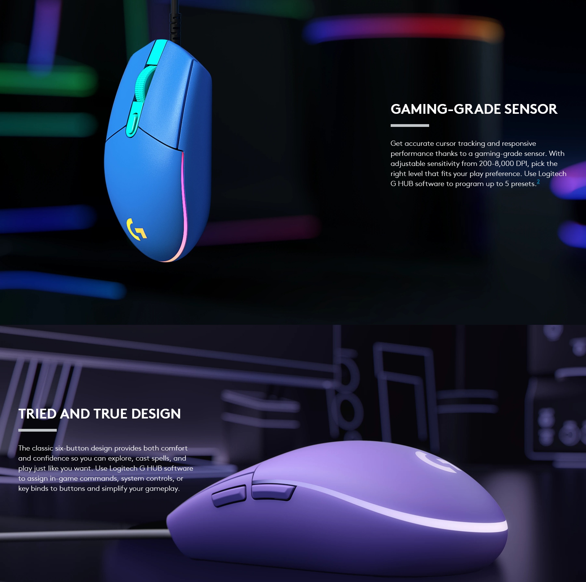 Logitech G203 2nd Gen Wired Gaming Mouse + G213 Prodigy Wired Gaming ...