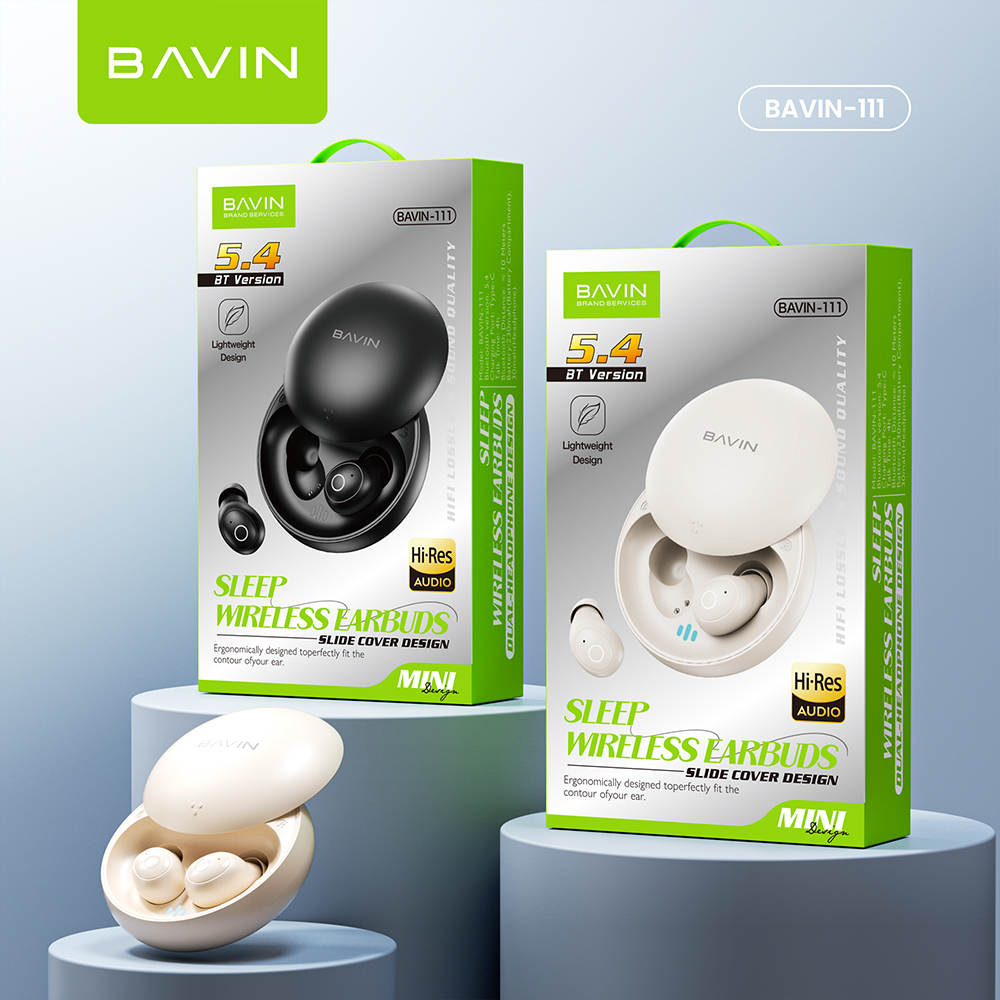 BAVIN BA111 Hi-Res Audio TWS Mini Bluetooth 5.4 Wireless Earbuds w ...