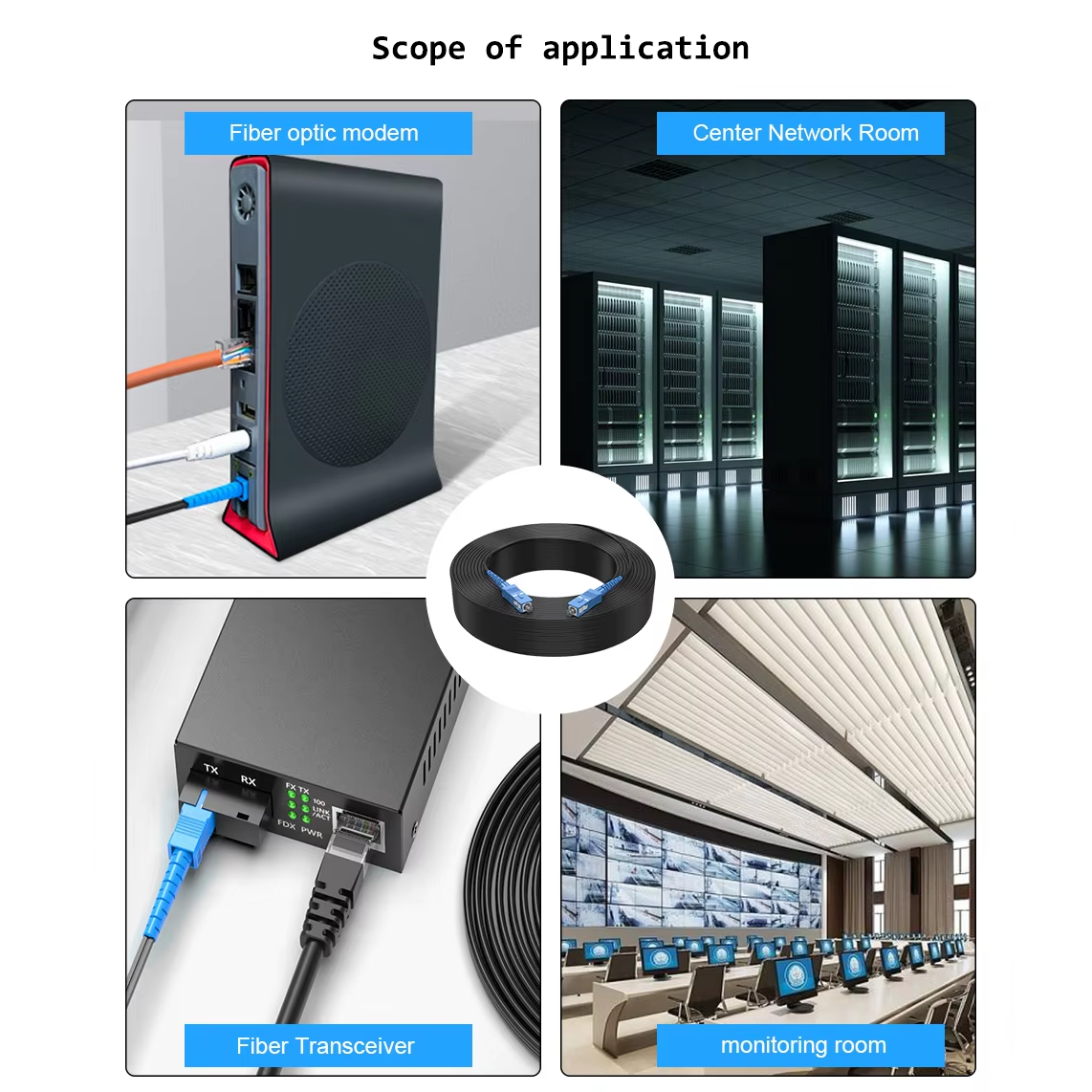 Outdoor Fiber Optic Cable 120 150 300M FTTH SC/UPC-SC/UPC Single Core ...