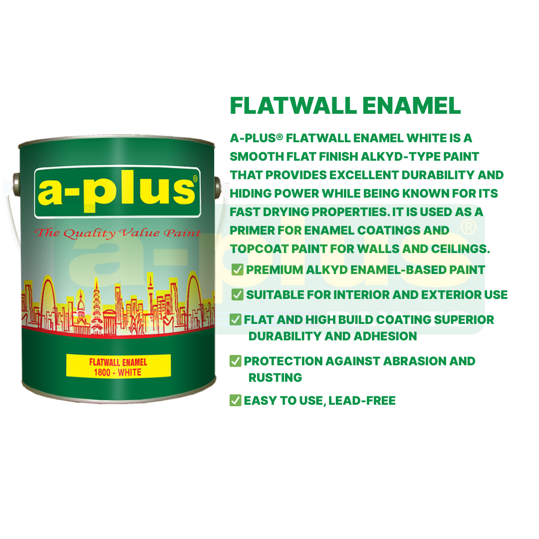 A-Plus Alkyd Enamel Paint 4L Flatwall Enamel - Smooth Flat Finish for ...