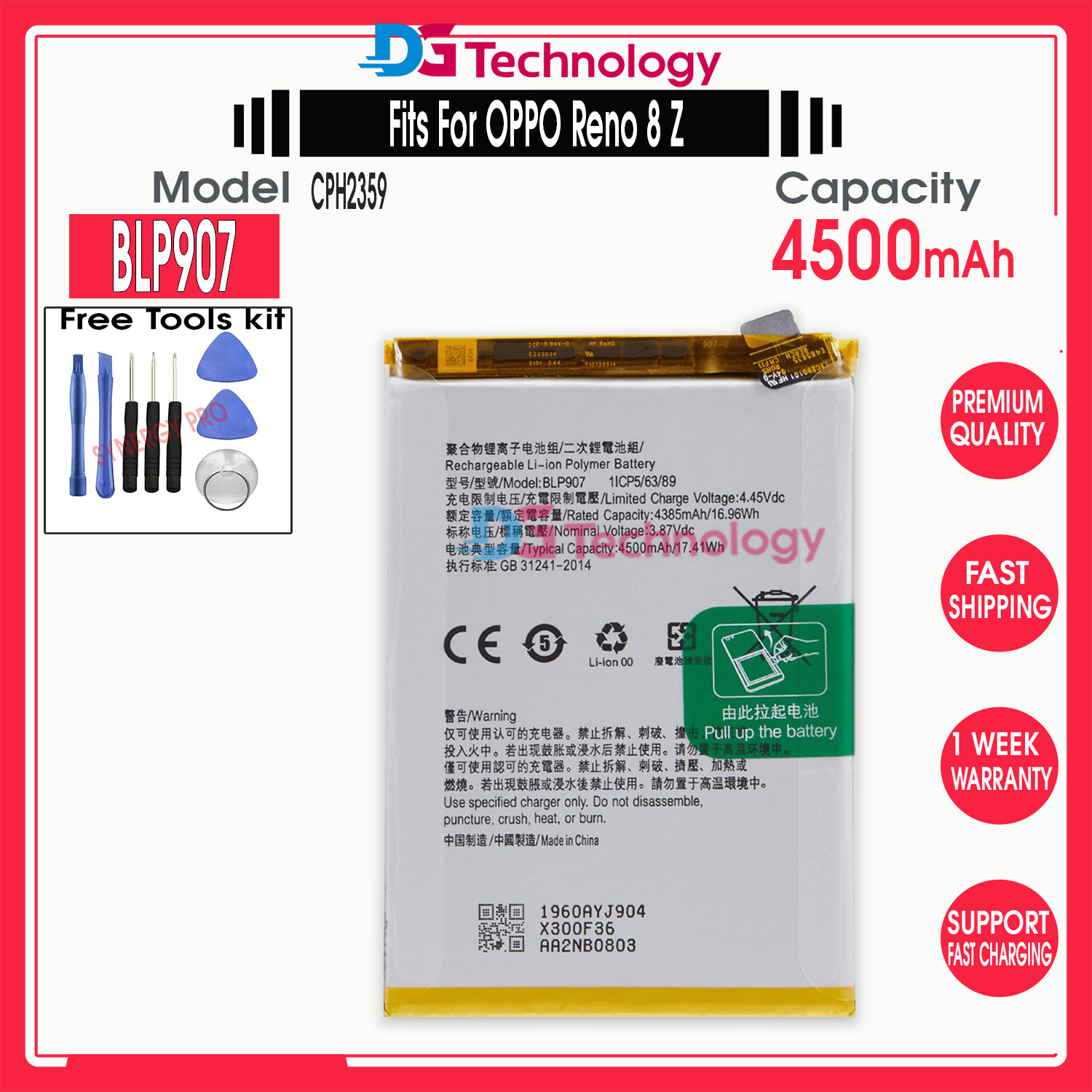 BLP907 BATTERY FOR OPPO RENO 8 Z BATTERY MODEL BLP907 4500MAH CAPACITY ...