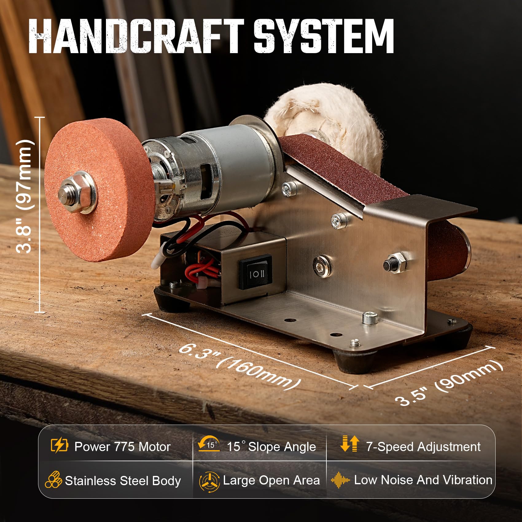 Mini Belt Sander Edges Sharpener Machine Belt Grinder Electric Belt ...